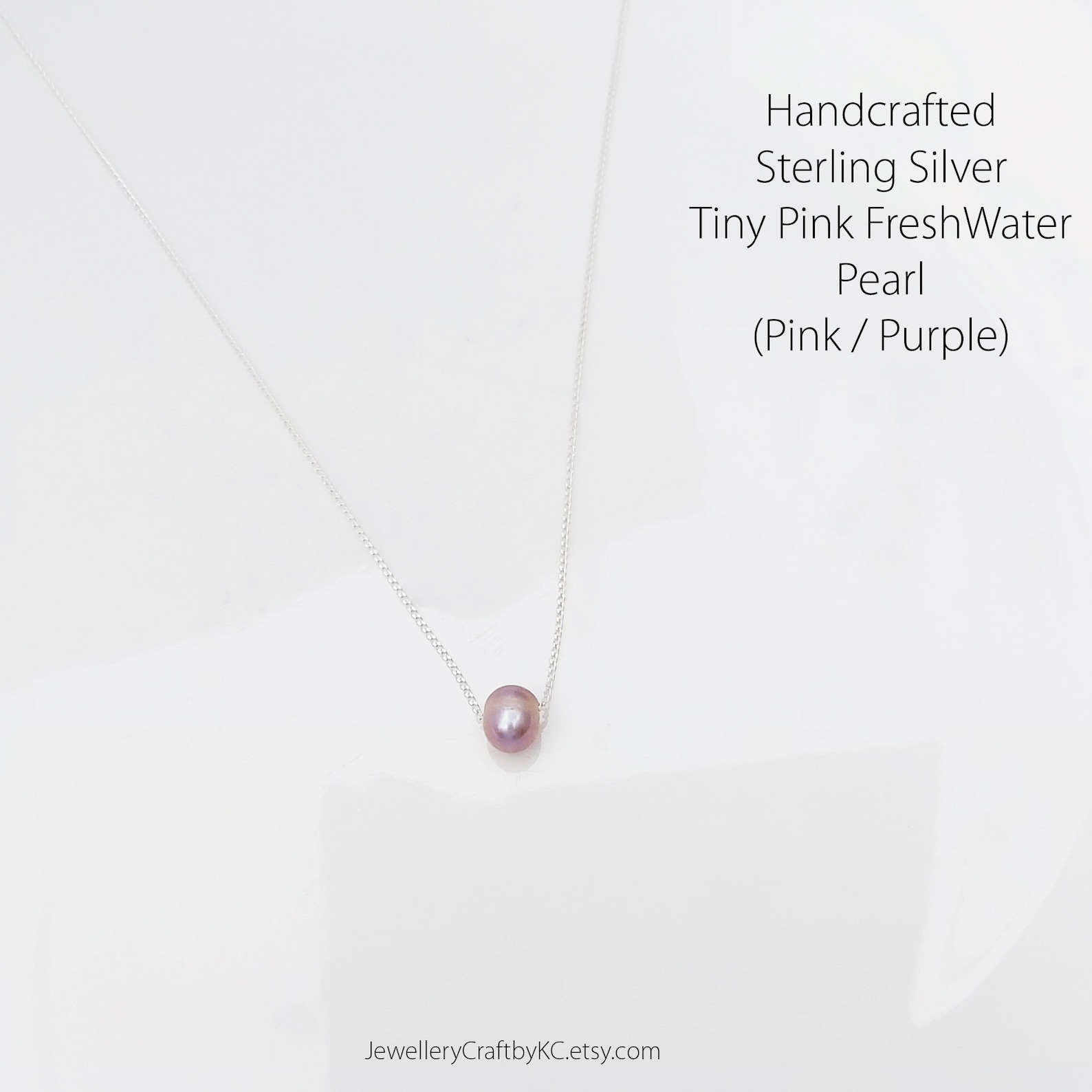 Tiny Pink Freshwater Pearl Sterling Silver Necklace Pink Etsy Uk