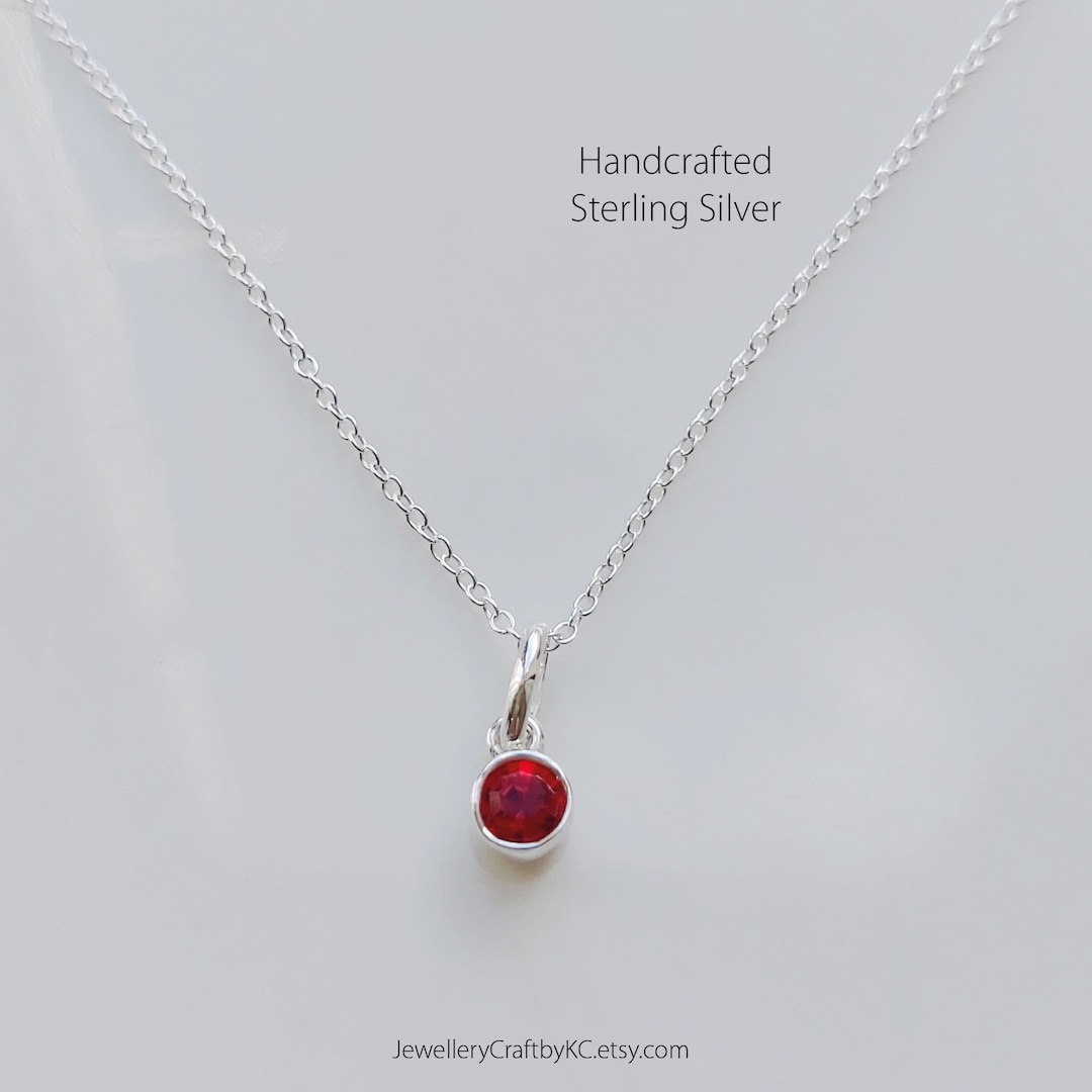 Red Ruby Necklace, 100% Solid 925 Sterling Silver, Handcrafted Everyday ...