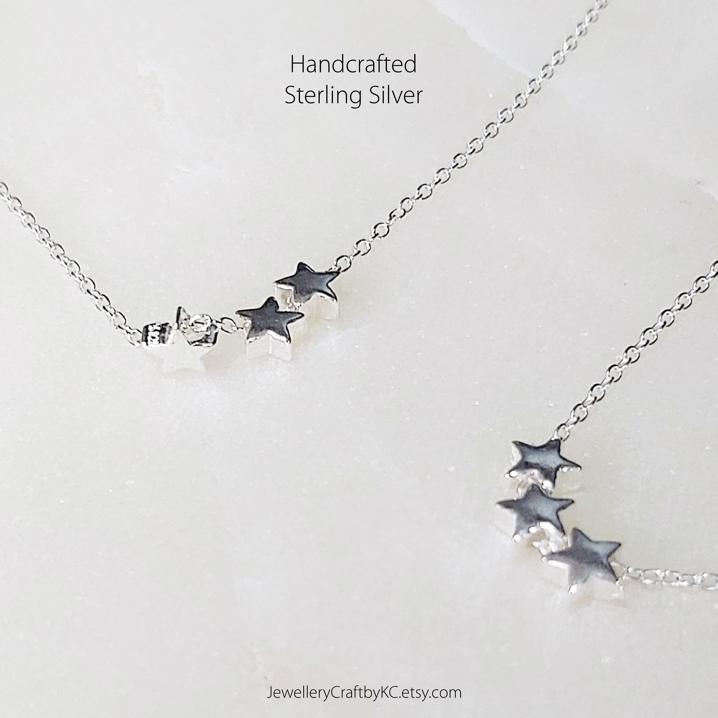 Triple Stars Necklace 925 Sterling Silver Stellar System - Etsy