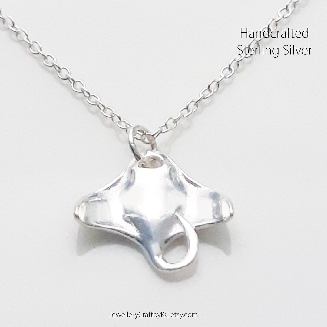 Manta Ray Charm and Necklace 100% Solid 925 Sterling Silver ...