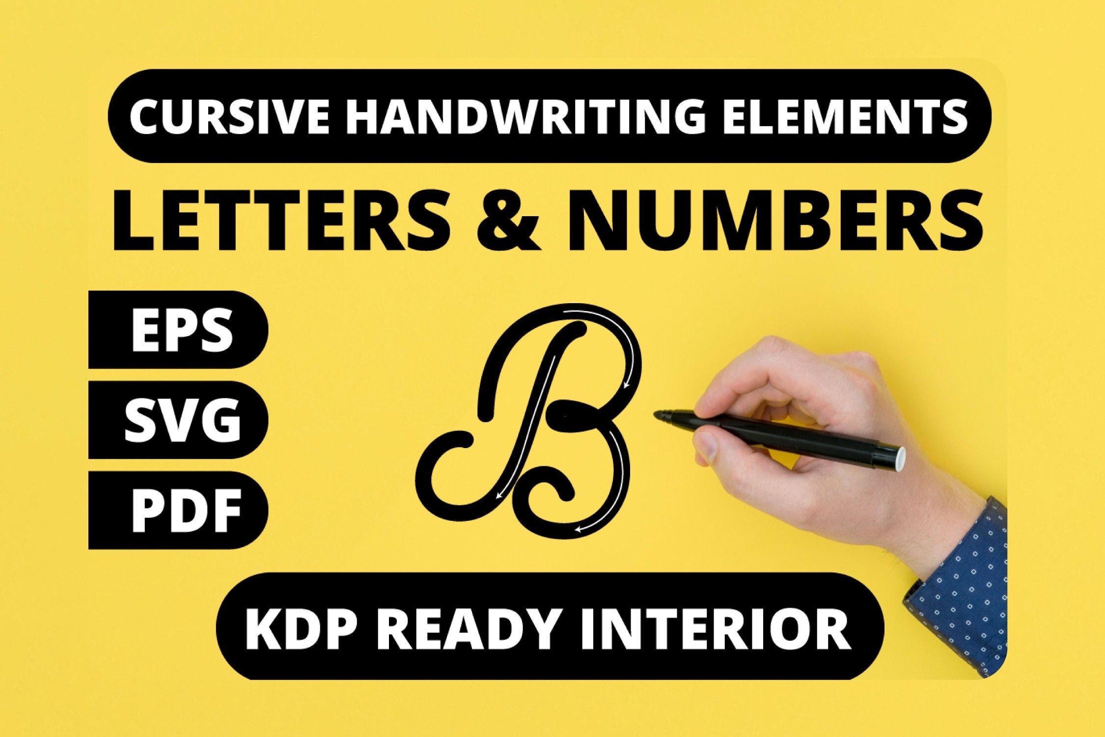 KDP / Cursive Handwriting Elements Svg Cartas y Números 31 - Etsy España