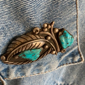 Vintage Zuni Ben Eustace Sterling Turquoise Brooch - Etsy