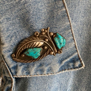 Vintage Zuni Ben Eustace Sterling Turquoise Brooch - Etsy
