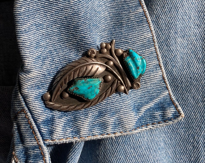 Vintage Zuni Ben Eustace Sterling Turquoise Brooch - Etsy