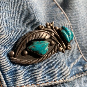 Vintage Zuni Ben Eustace Sterling Turquoise Brooch - Etsy