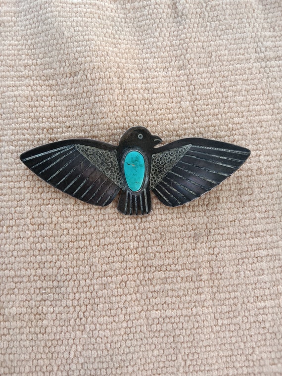 Sterling vintage turquoise thunderbird - Gem