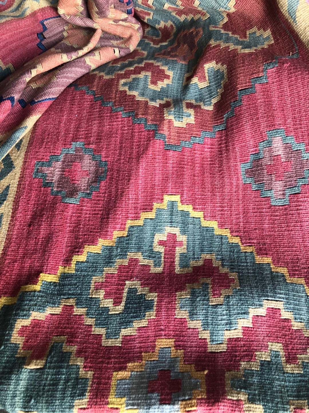 Older Hand Woven Middle Eastern Kilim Rug Aztec Southwest Tribal - Etsy