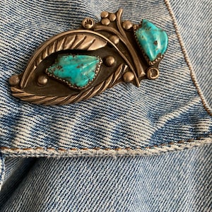 Vintage Zuni Ben Eustace Sterling Turquoise Brooch - Etsy