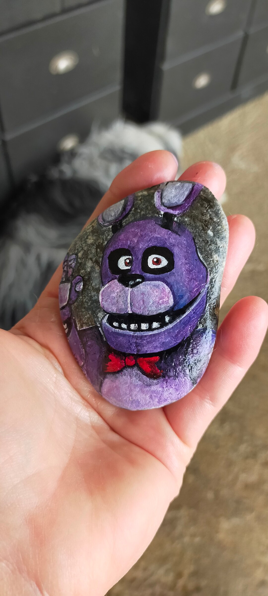 Fnaf Bonnie Five Night at Freddy's Painted on Natural Pebble Gift Idea ...