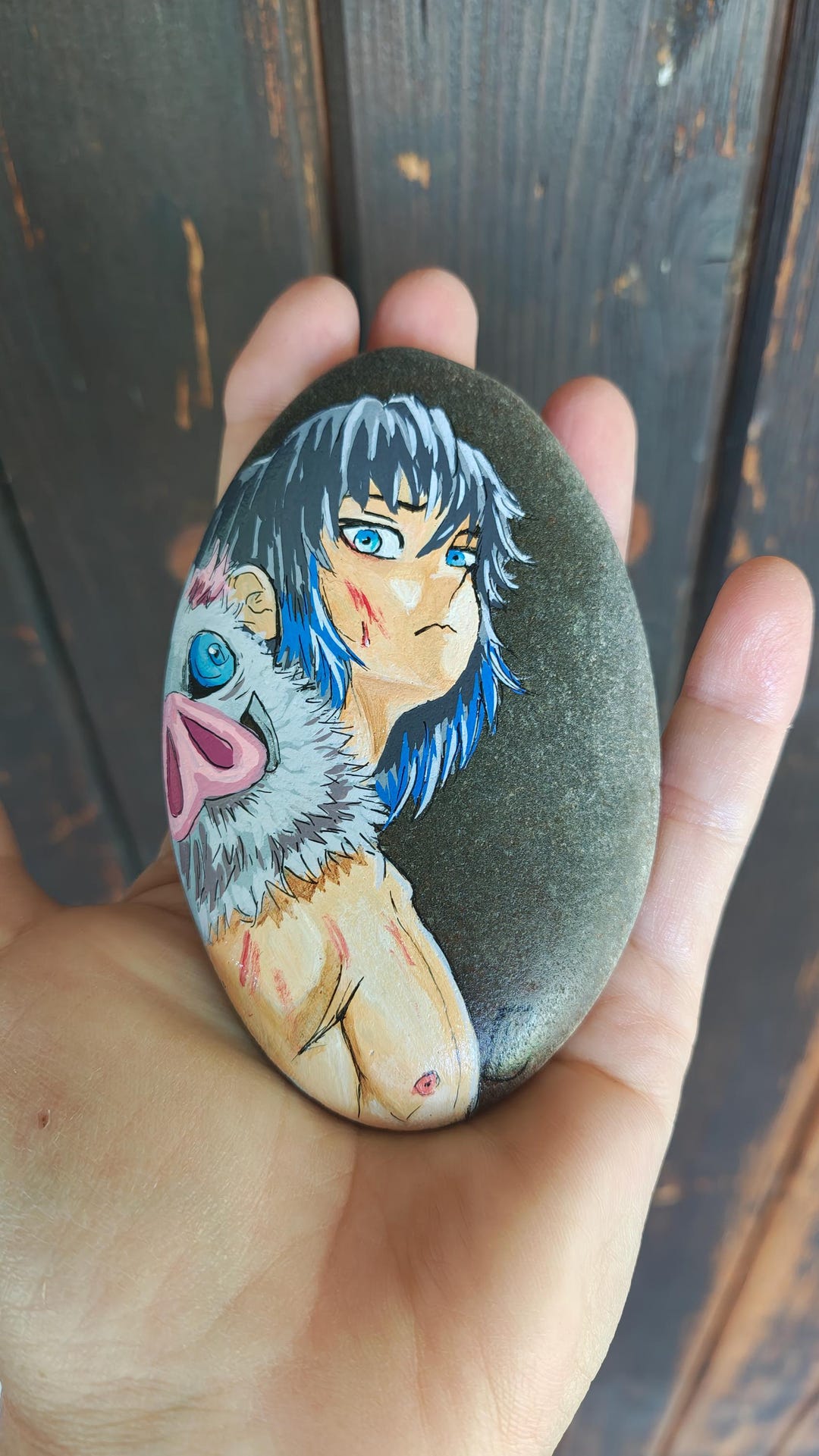 Inozuke Painted Pebble - Demon Slayer - Fanart - Gift Idea - Original ...