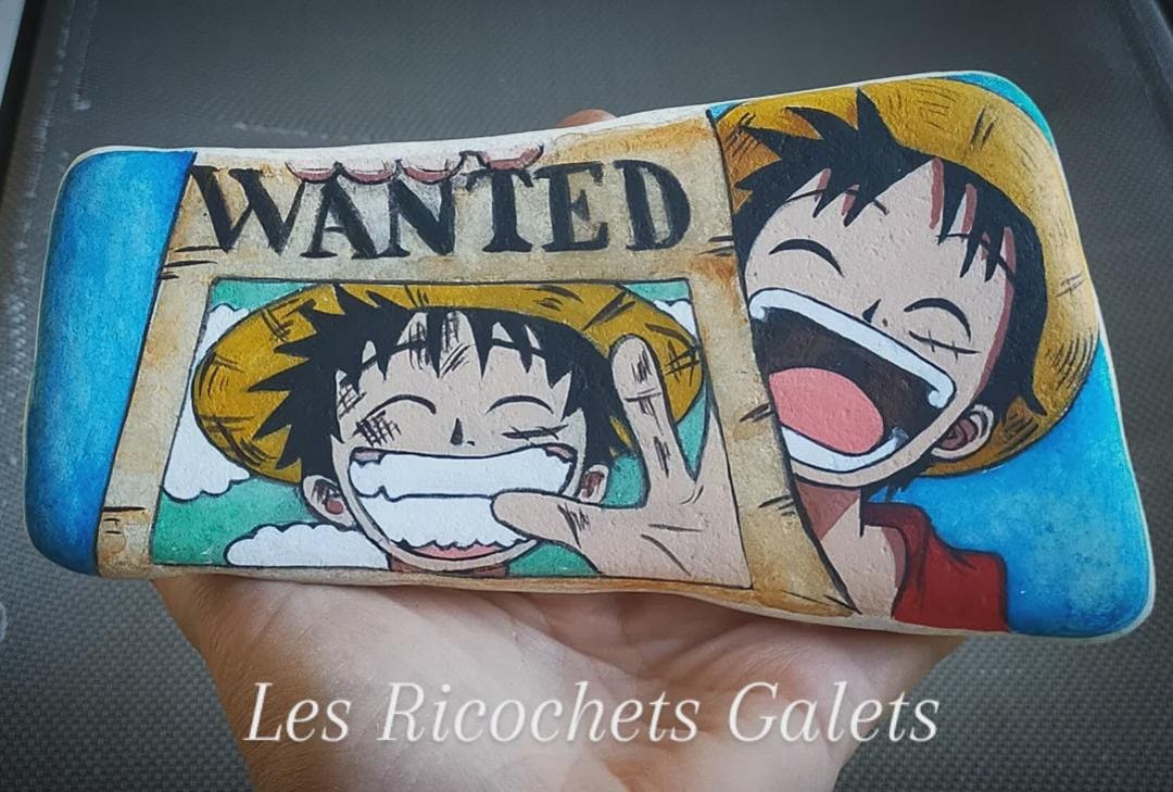 Painted Pebble Luffy One Piece, Original and Unique Decoration on ...