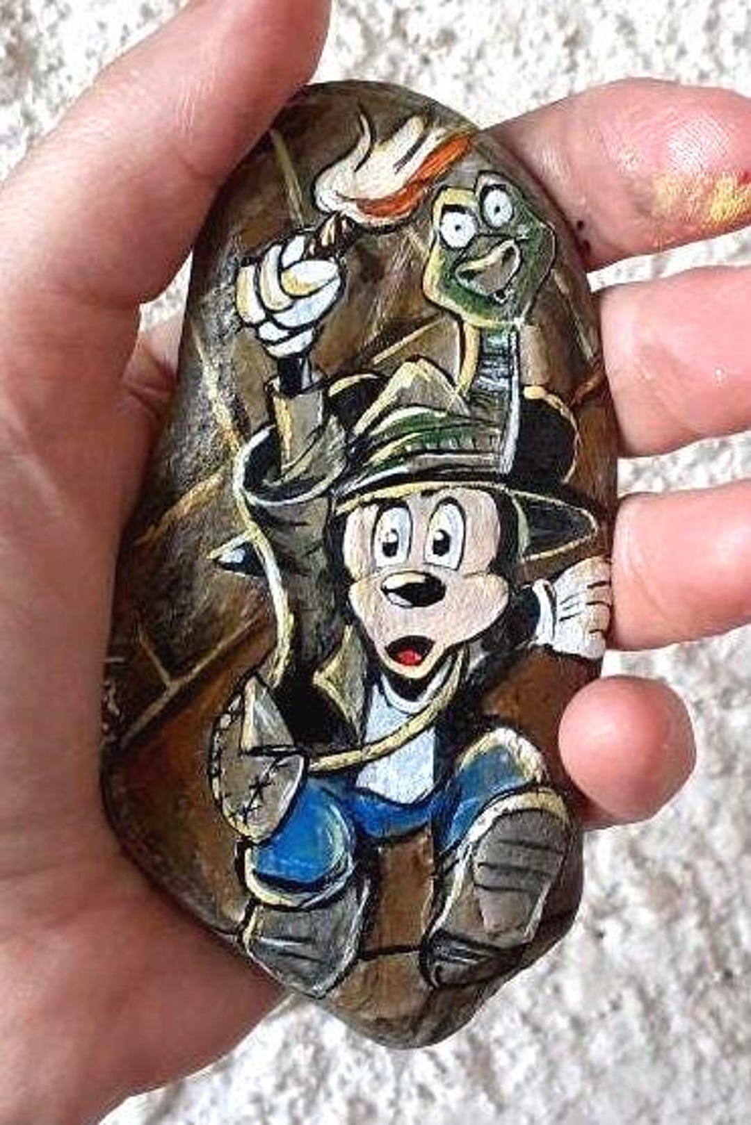 Buy Mickey Mouse and Indiana Jones Painted on Natural Pebbles - Gift ...