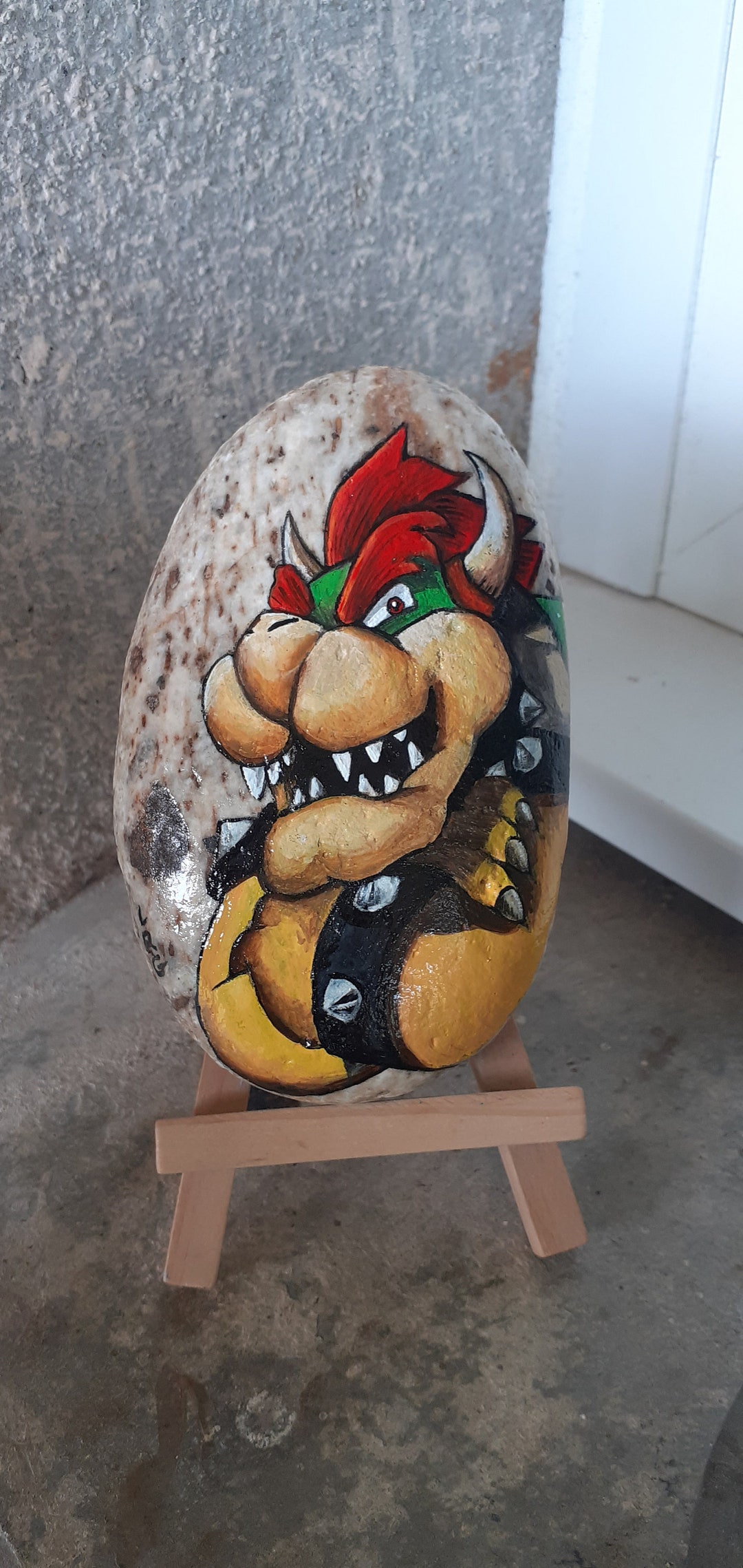 Bowser Painted on Natural Pebble - Gift Idea for Birthday and Holidays ...