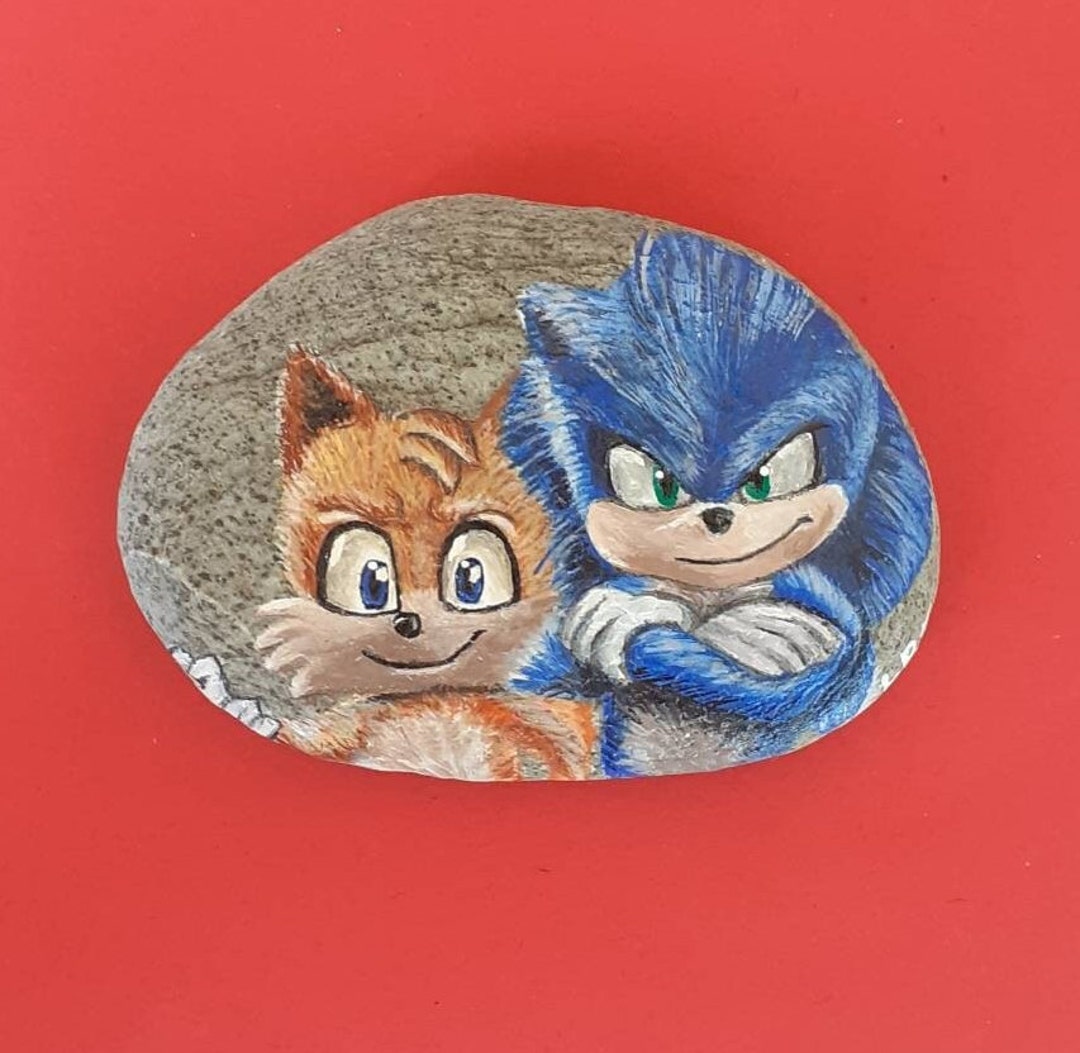 Sonic and Tails Painting on Natural Pebble - Gift Idea for Birthdays ...