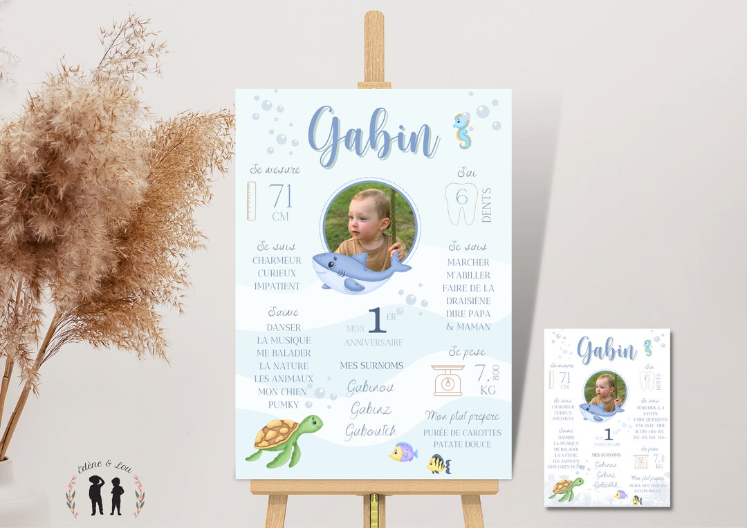 Ocean Personalized Birthday Poster - Mixed Child and Baby Photo Poster ...