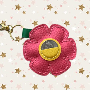 Bright Pink Flower Bag Charm/key Fob/coin Keeper - Etsy