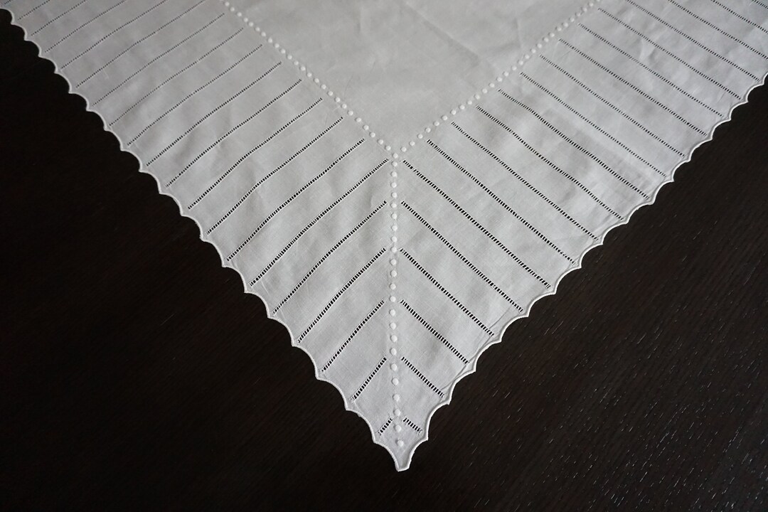 Swiss Dot Striped Hemstitch Tablecloth (style #RS/L) - Etsy