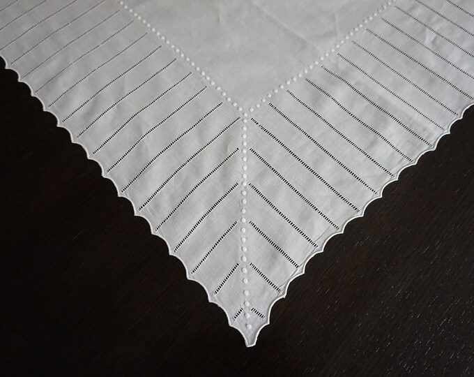 Swiss Dot Striped Hemstitch Tablecloth (style #RS/L) - Etsy
