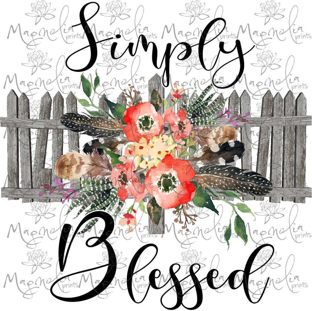 Digital File / Simply Blessed Clip Art, Png, Sublimation File, Rustic ...