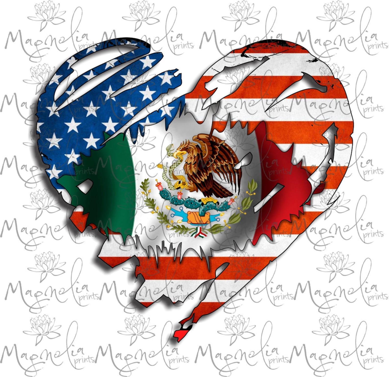Digital File / USA and Mexican Flag Heart / Digital / Design File ...