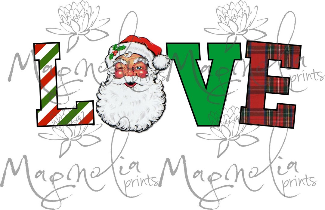 Digital File / Love Santa Face Horizontal / 9x8 File Sublimation ...