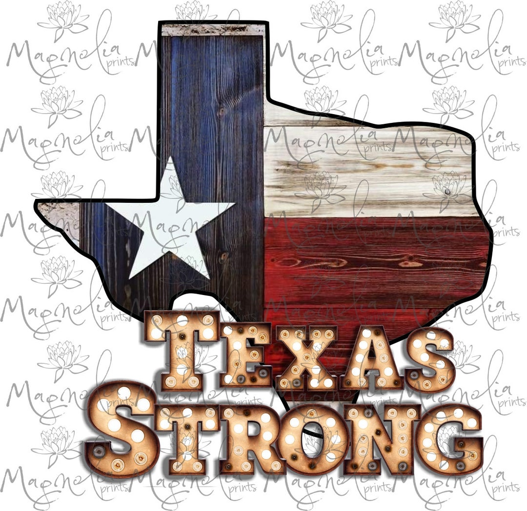 Texas Strong State Flag Colors Wood Marquee Font, Digital Design, Art ...