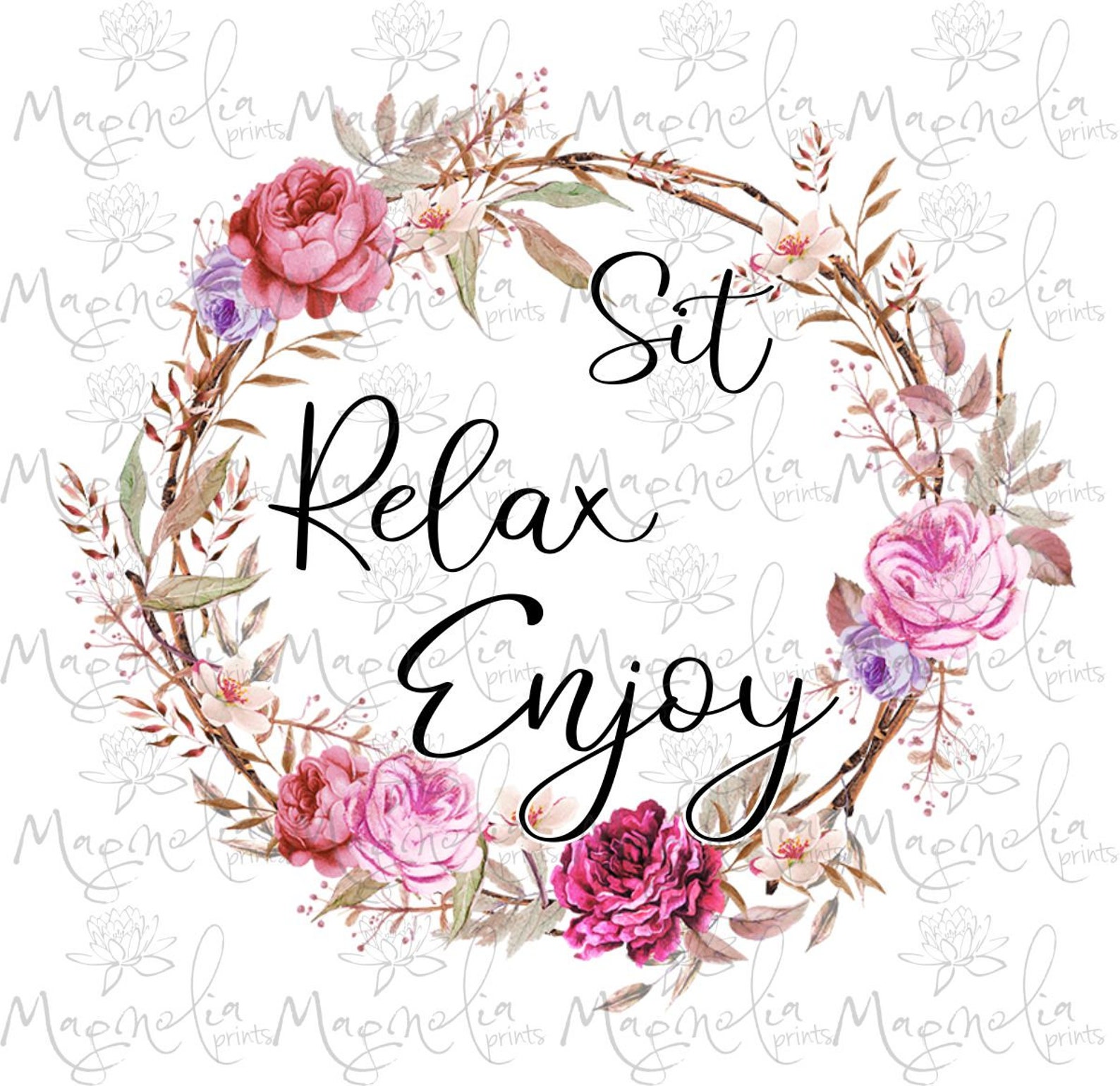 Instant Download / Printable Art / Sit Relax Enjoy / Png / - Etsy