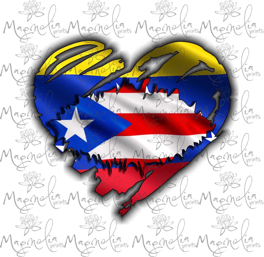 Digital File / Puerto Rico and Venezuela Flag Heart / Digital / Design File Download PNG - Etsy