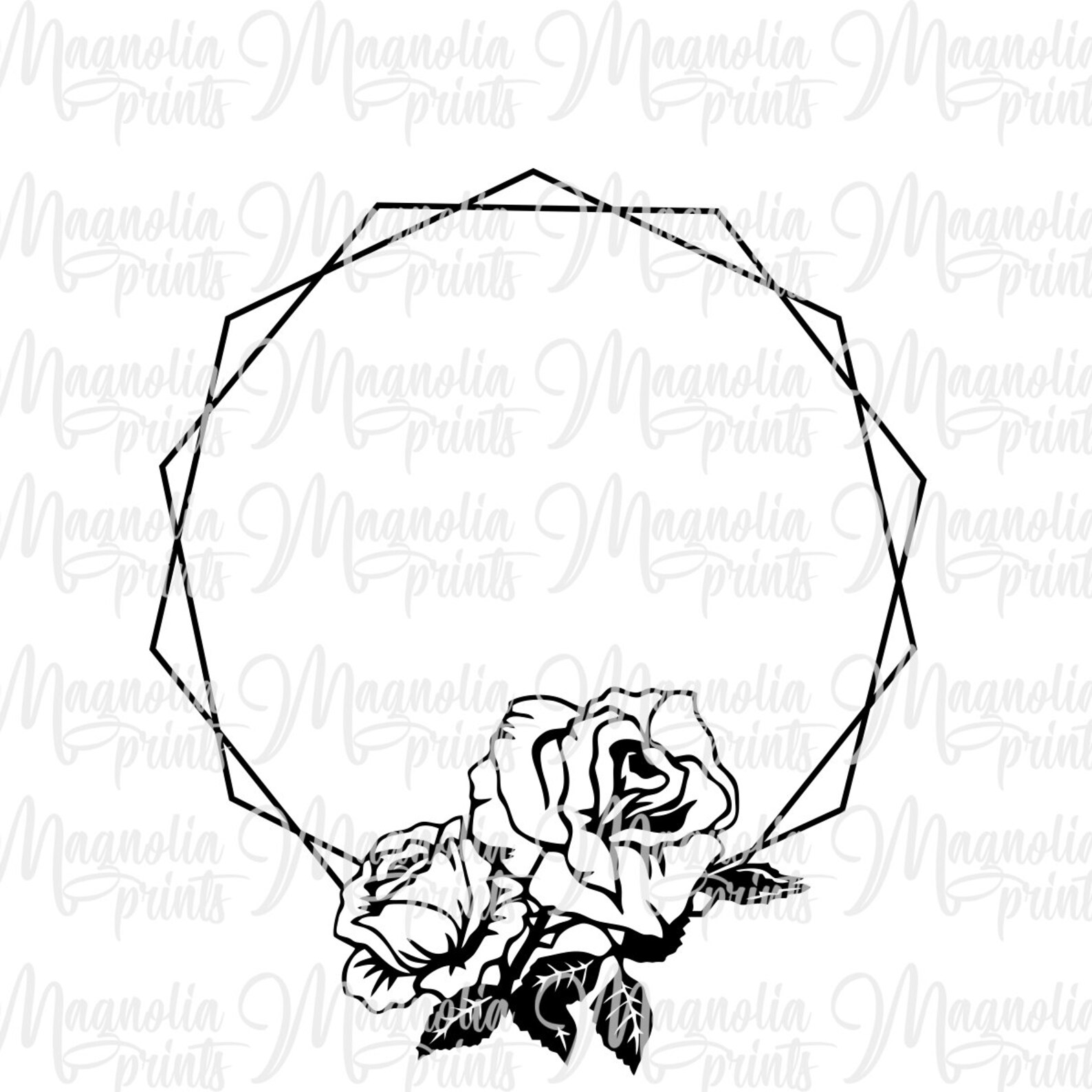 Bundle 3 Designs Hexagon With Roses / Png / Svg/ Digital Art | Etsy