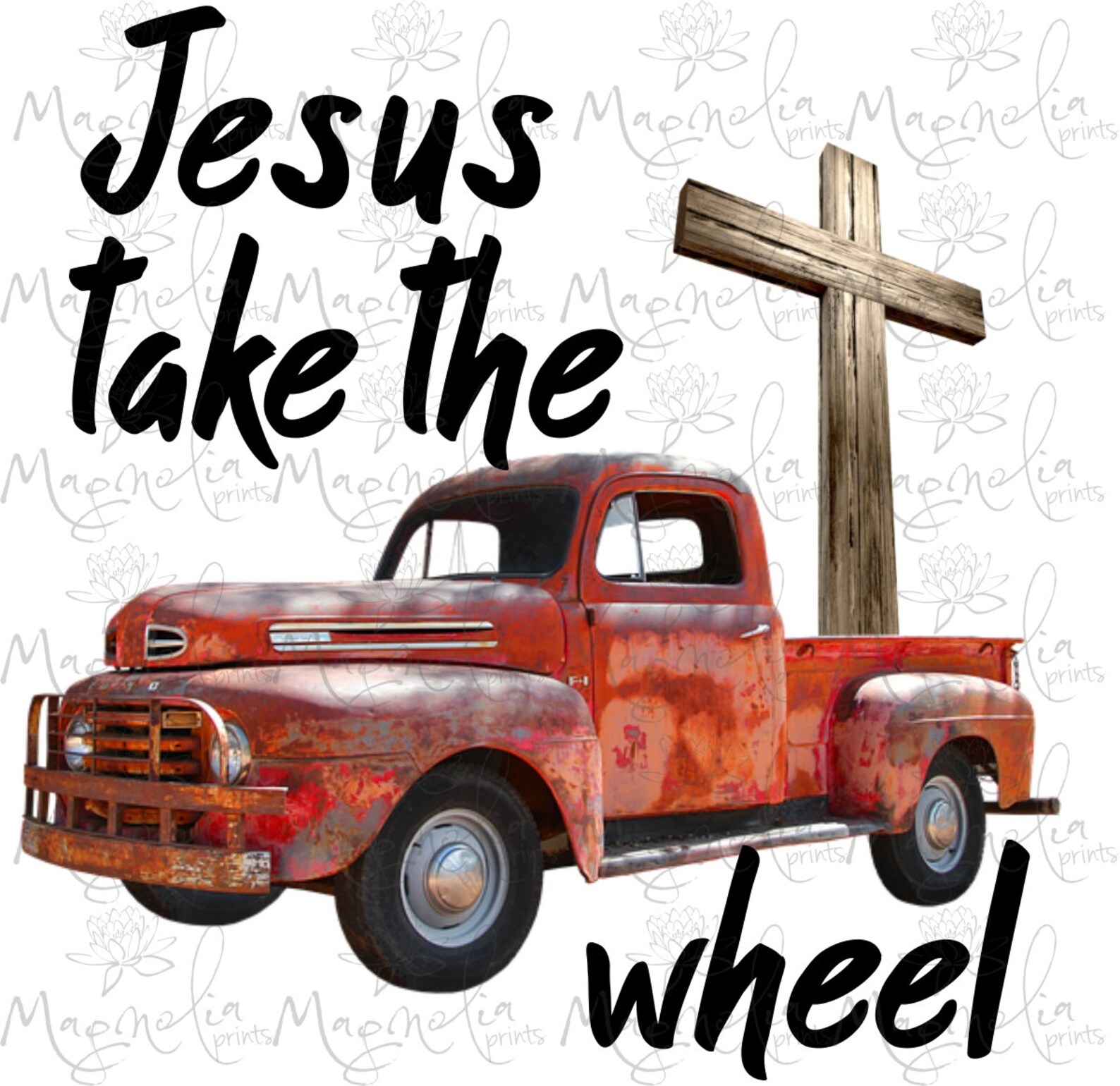 Digital / Jesus Take the Wheel WHITE TEXT / Download Art Instantly ...