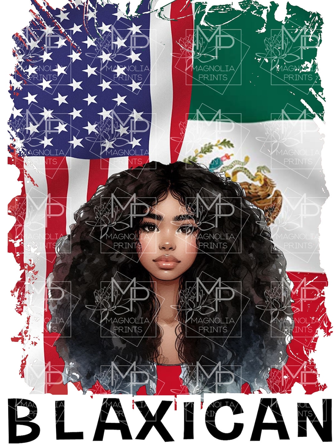 Digital File / Blaxican / Blaxicana With Flags Mexico Usa / Digital ...