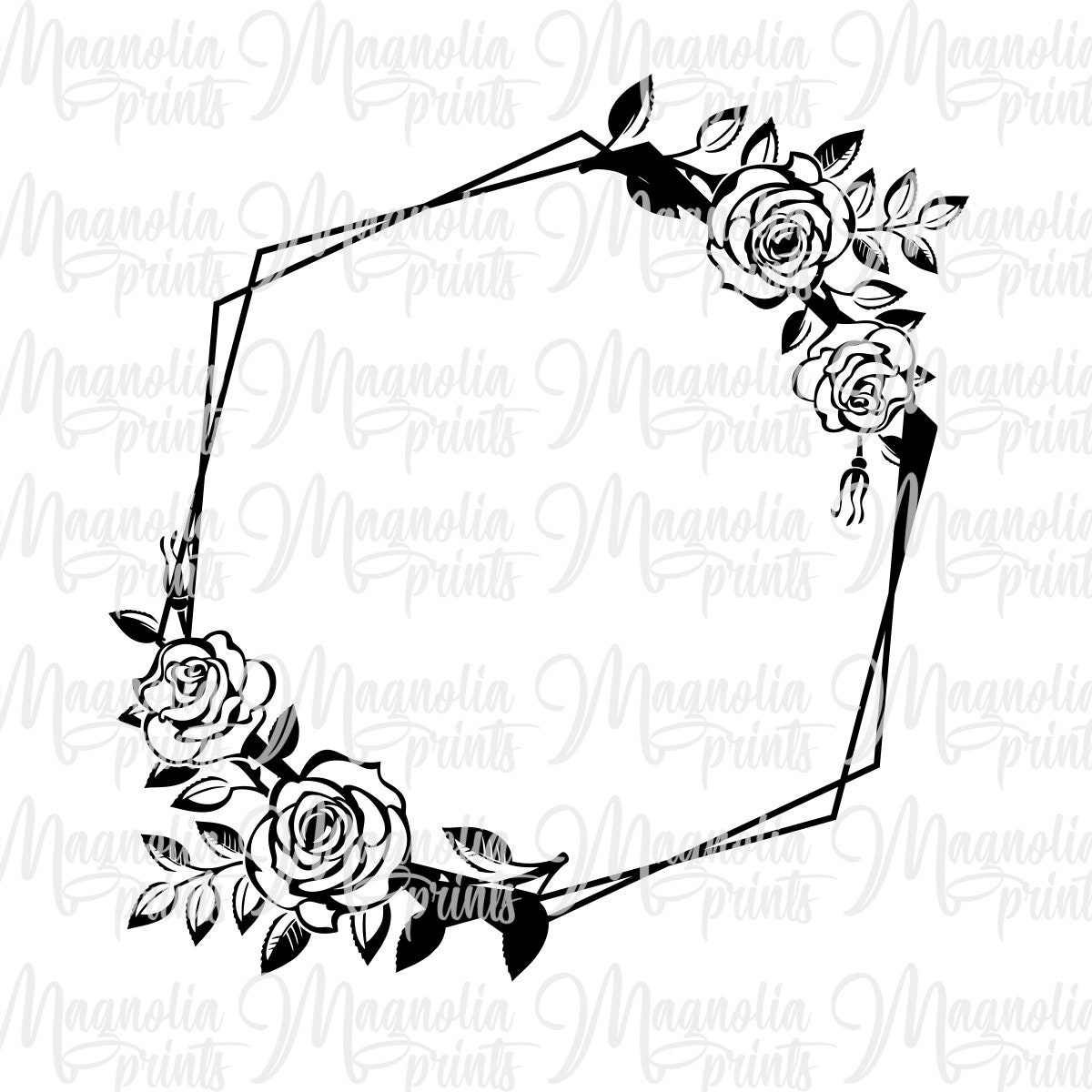 Bundle 3 Designs Hexagon With Roses / Png / Svg/ Digital Art | Etsy