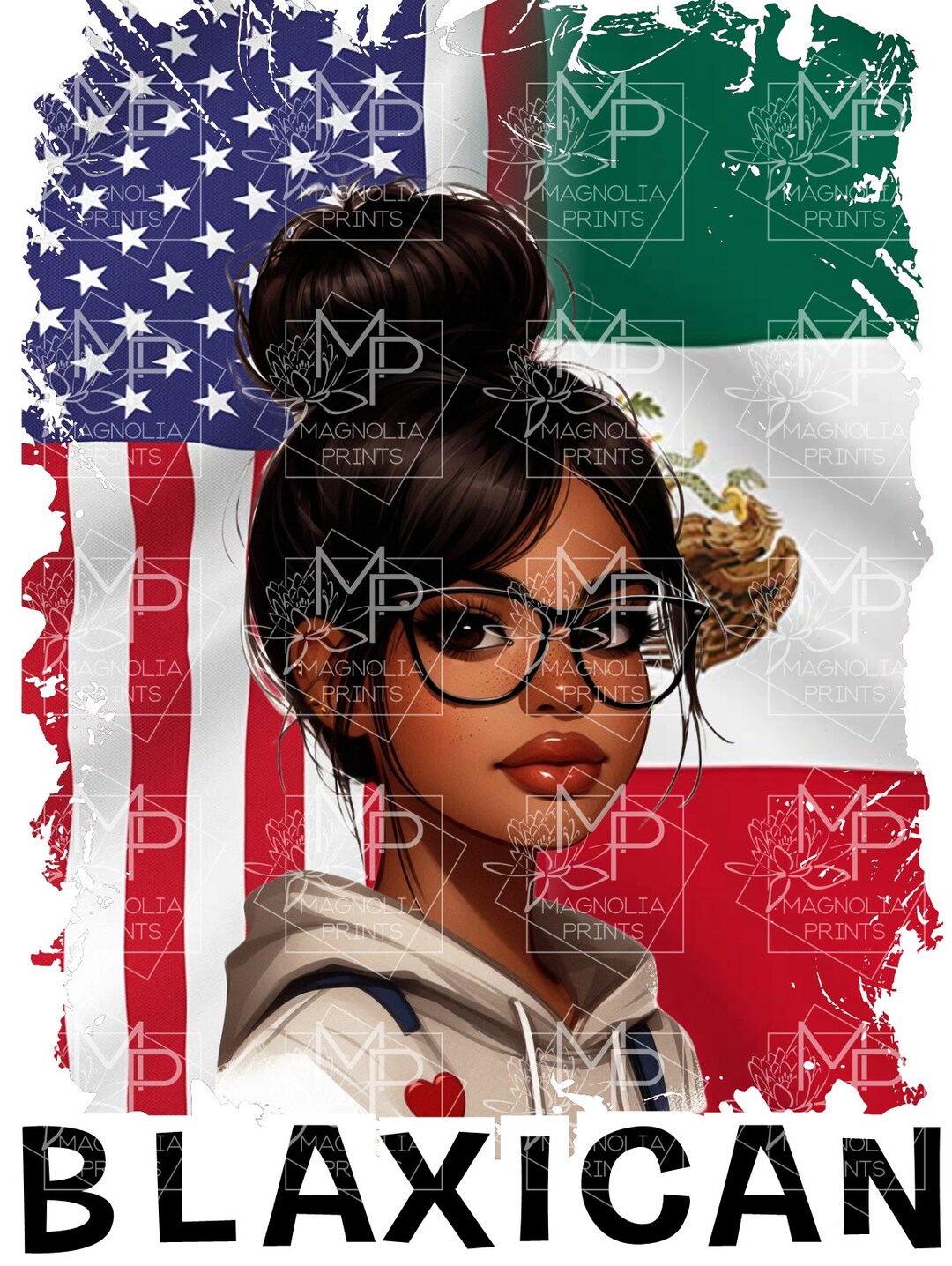 Digital File / Blaxican / Blaxicana With Flags Mexico Usa / Digital ...