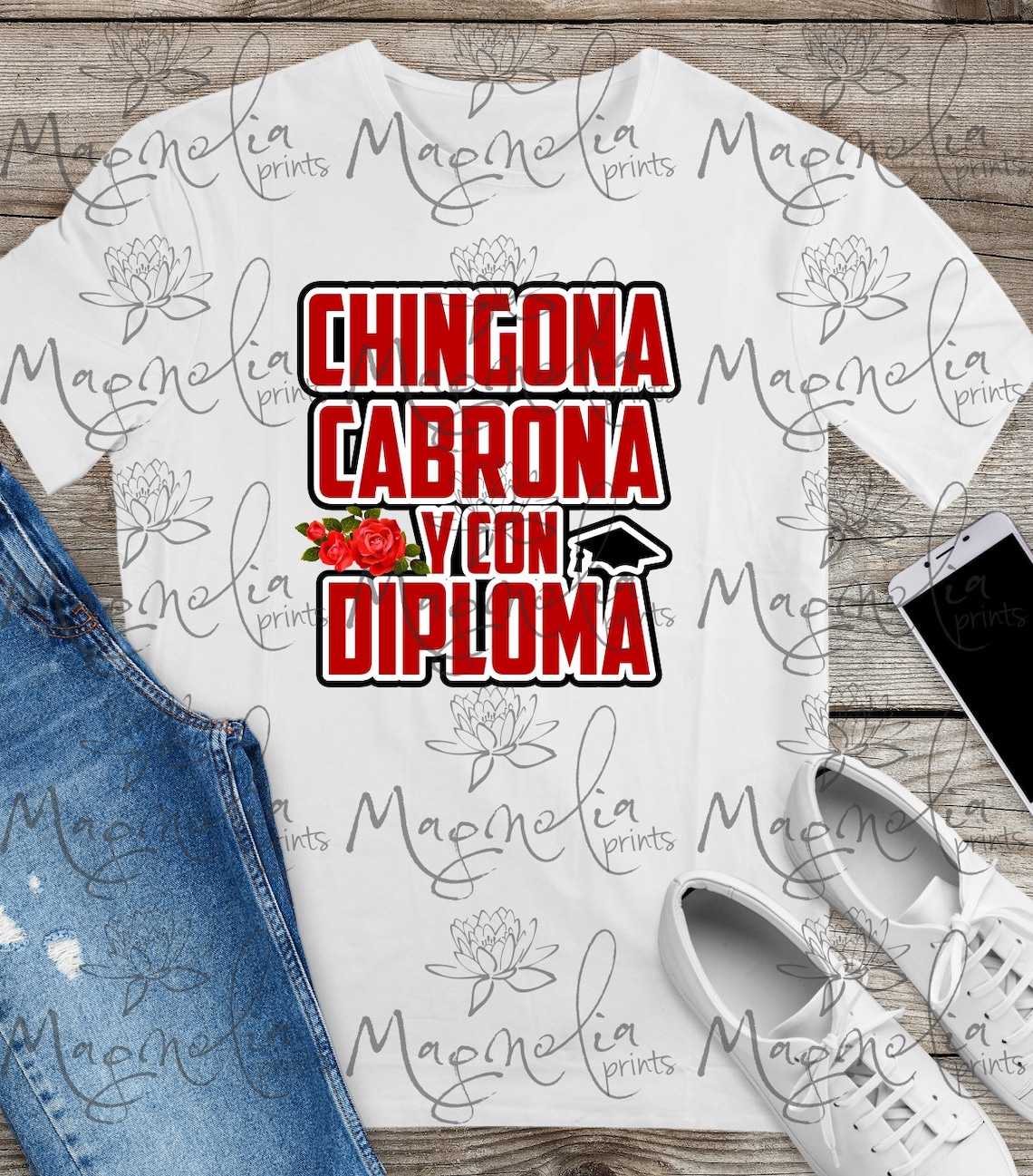 Chingona Cabrona y con diploma with roses / png / printable | Etsy