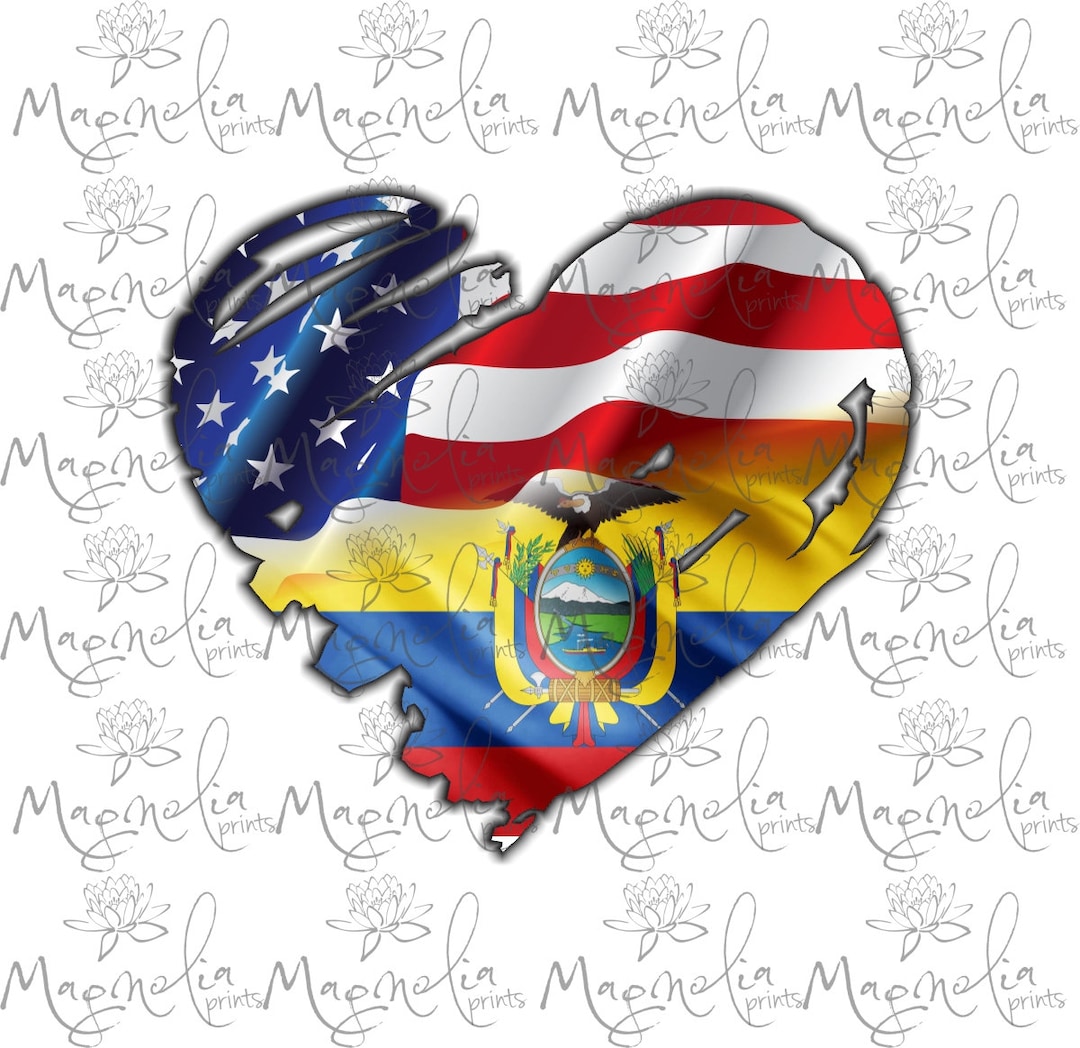 Digital File / Ecuador USA Flag Heart / Digital / Design File Download ...