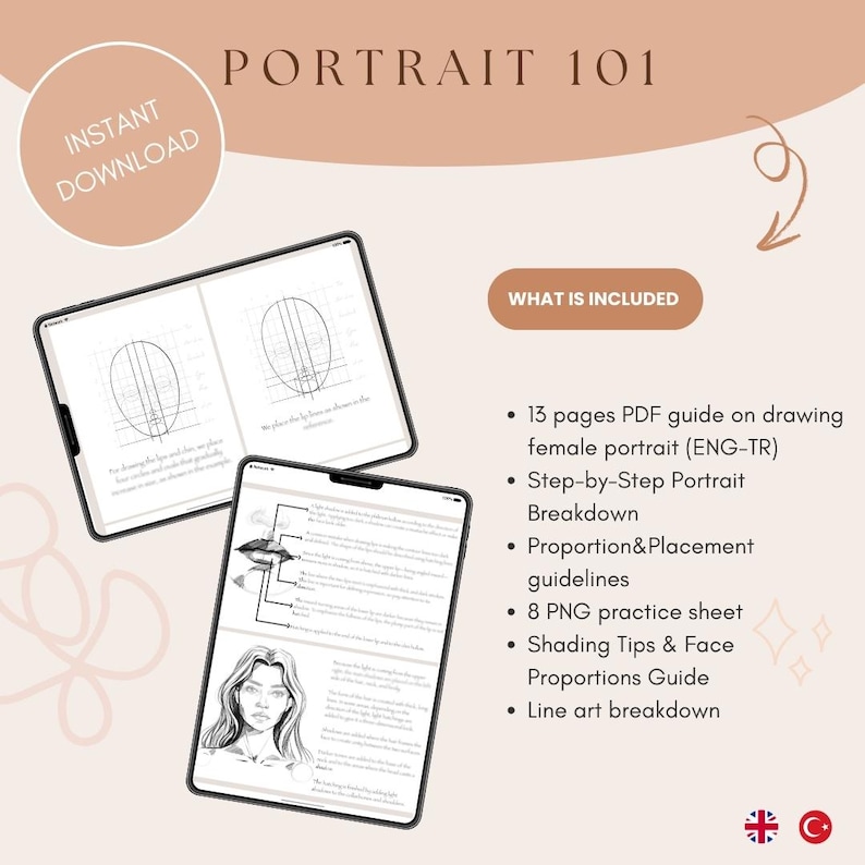 Portrait Drawing Guide for Beginners | Step-by-step 13-page PDF ...