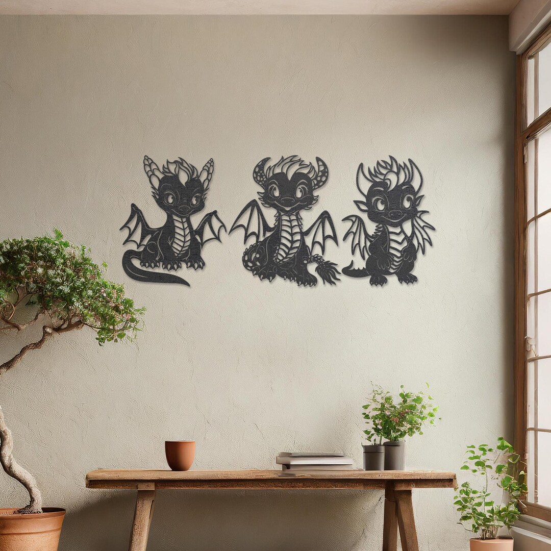 Cute Dragon Trio Wall Decor for Nurseries, Adorable Fantasy Home Accent ...