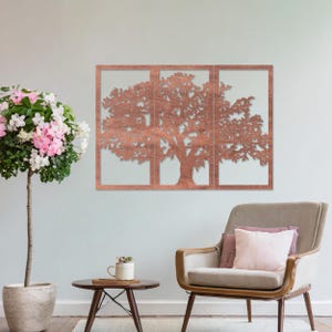 3 Panel Wood Tree of Life Wall Hanging, Rustic Farmhouse Decor, Wooden ...
