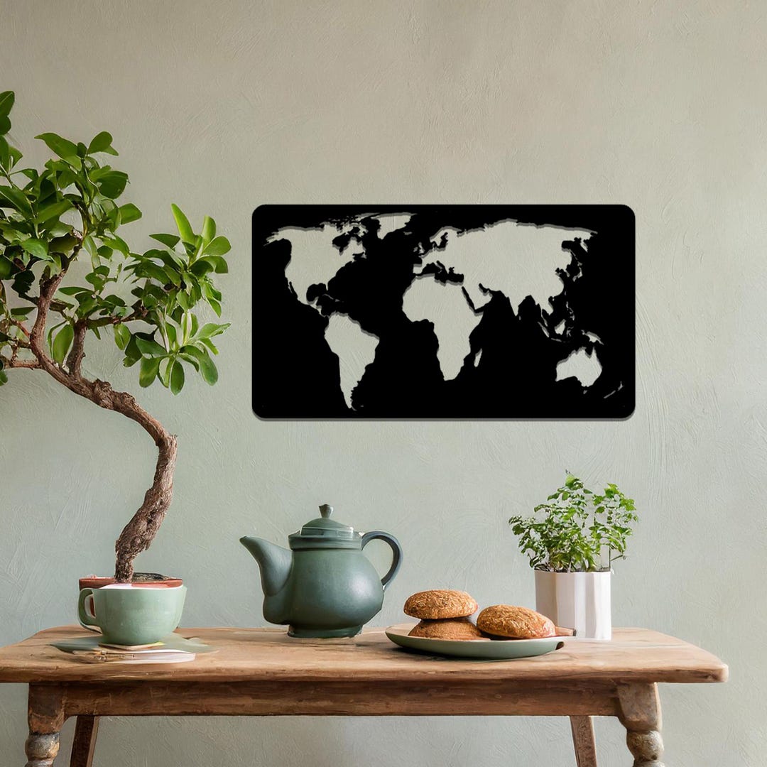 Elegant Metal World Map Wall Sculpture A Unique Gift for Him or Husband ...
