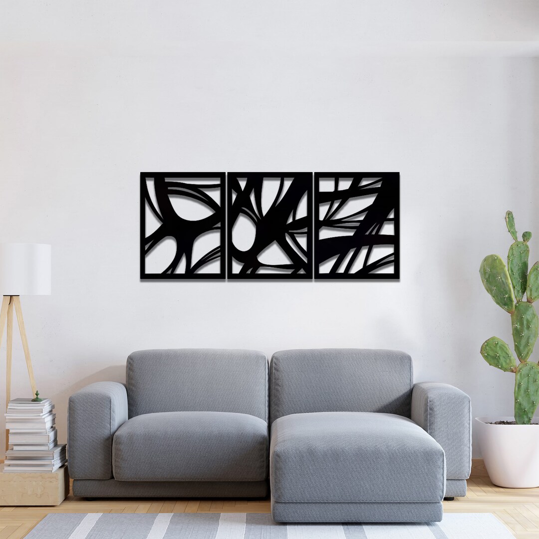 Triptych 3D Wooden Wall Panels Set Modern Relief Art Texture - Etsy