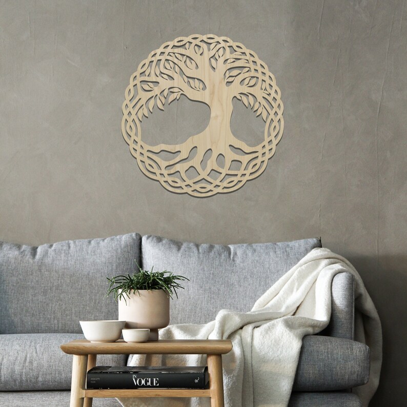 Round Tree of Life Hanging Modern Contemporary Wooden Wall Art | Etsy UK