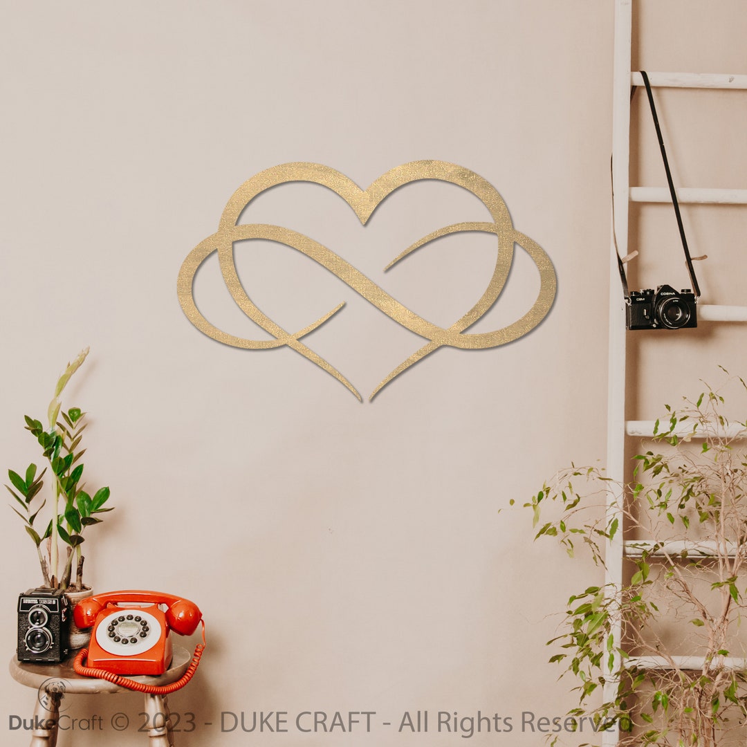 Contemporary Infinity Heart Wall Art for Modern Home Decor, Wooden Love ...