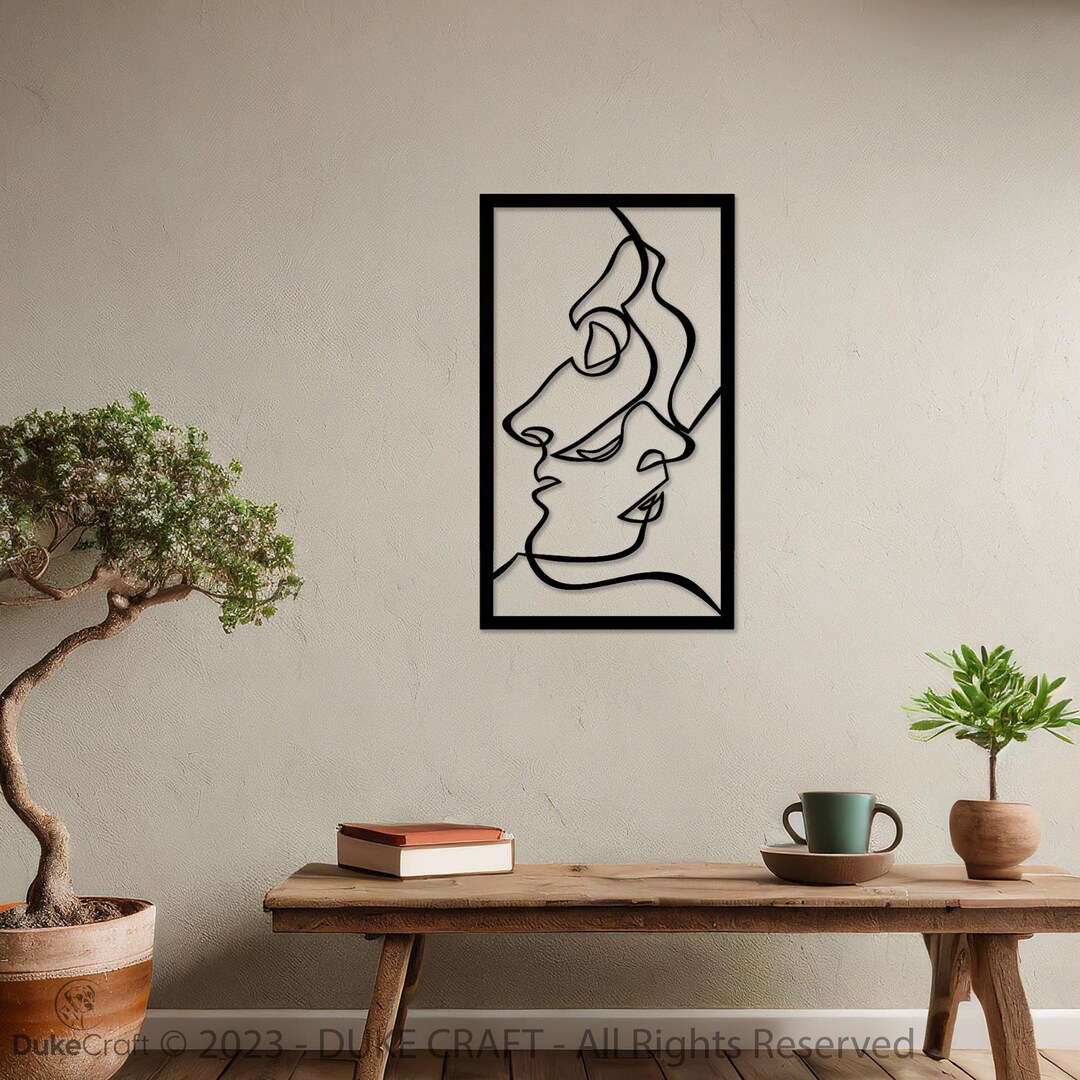 Contemporary Line Art Metal Wall Panel Gift for Modern Home Decor ...