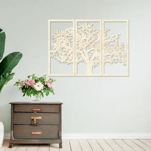 3 Panel Wood Tree of Life Wall Hanging, Rustic Farmhouse Decor, Wooden ...