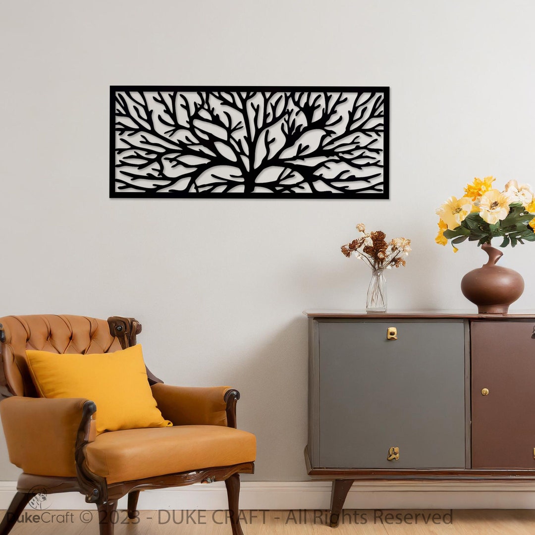 Metal Tree Wall Art, Dry Tree, Tree Branch Wall Decor, Black Tree Wall ...