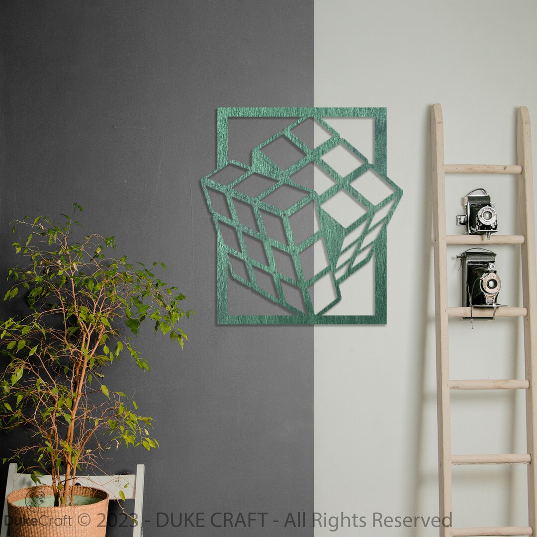 Wooden Rubiks Cube Art: Framed 3D Inspiration, Modern Game Themed Wall ...