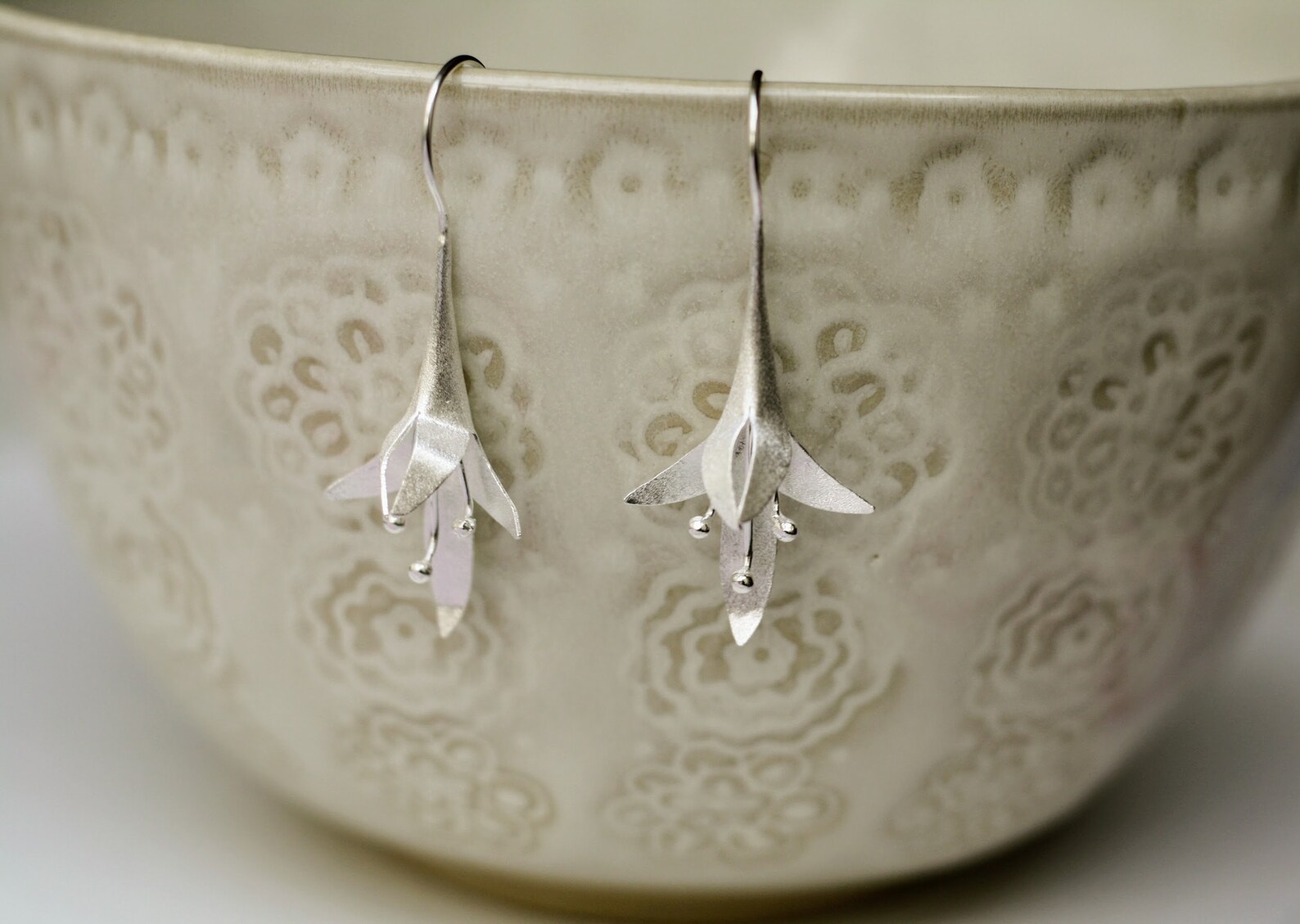 Fuchsia Sterling Silver Pendant Necklace and Earrings | Etsy