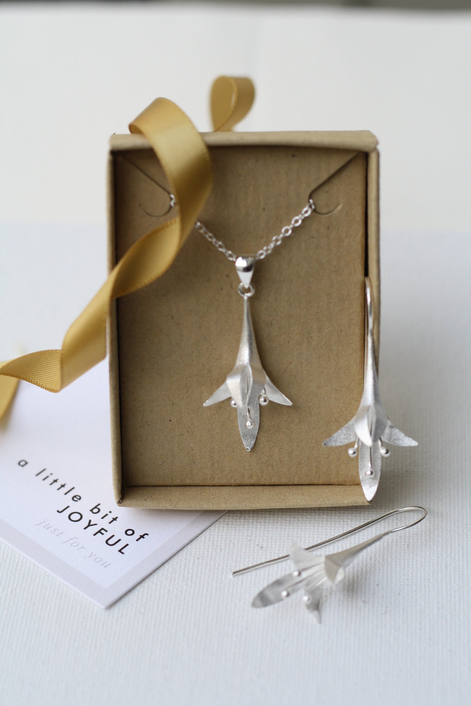 Fuchsia Sterling Silver Pendant Necklace and Earrings | Etsy