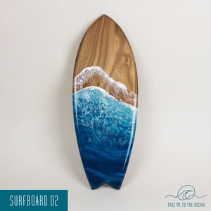 Surfboard Wall Art, Epoxy Wooden Mini Surfboard, Ocean Decor - Surf ...