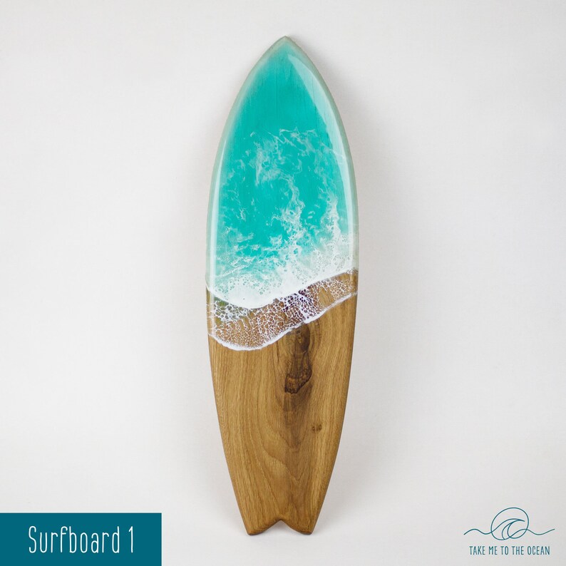 Surfboard Wall Art Epoxy Wooden Mini Surfboard Ocean Art - Etsy